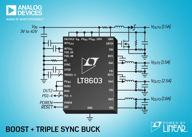42V Quad Output, Triple Monolithic Synchronous Buck Converter & Boost ...